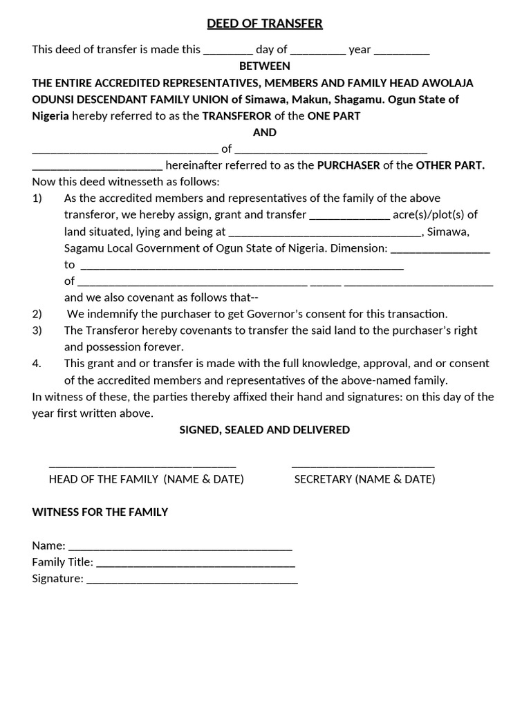 Land Transfer Agreement | PDF