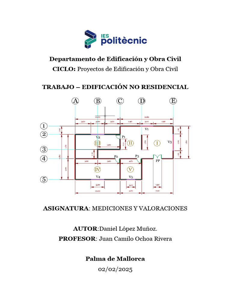 Medicioones_trabajo – Edificación No Residencial_dlm | PDF | Albañilería | Hormigón