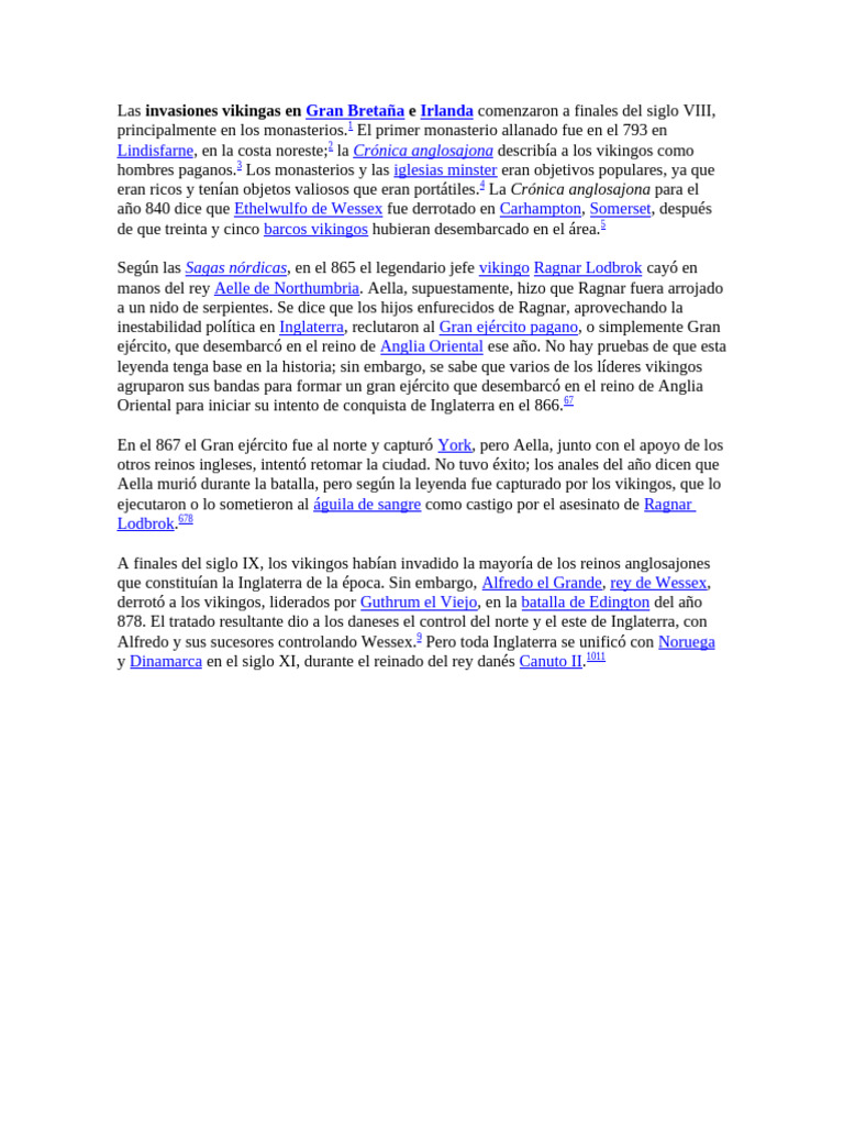 Las Invasiones Vikingas en Gran Bretaña e Irlanda Comenzaron A Finales ...