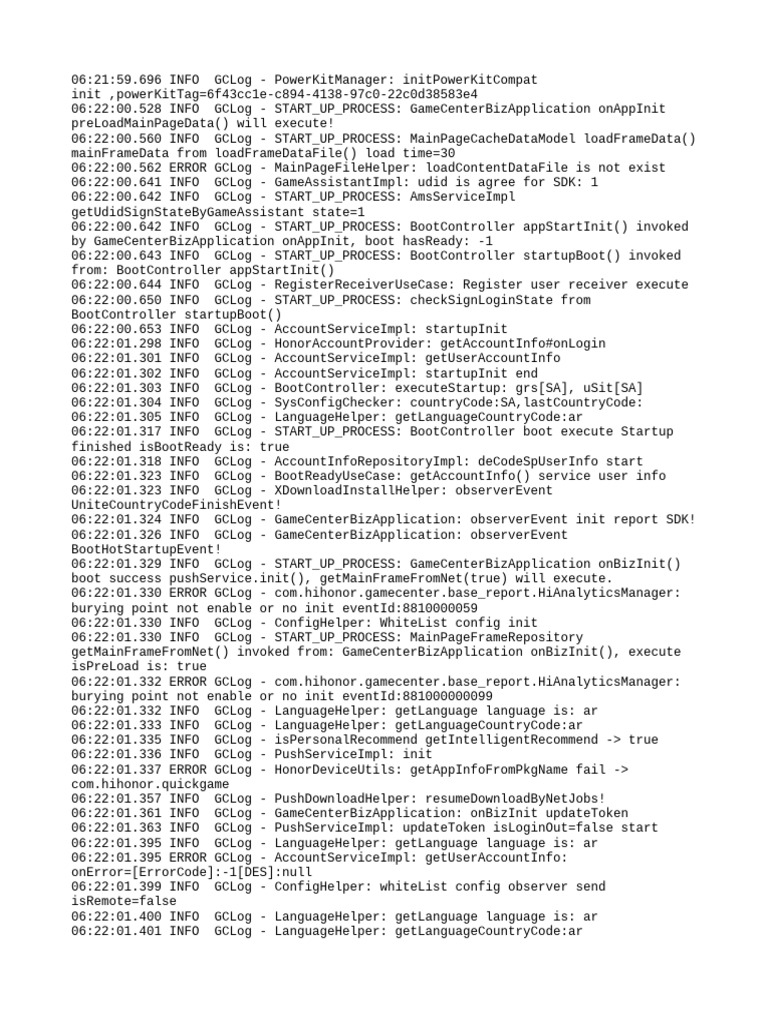 GameCenter Initialization Log Analysis | PDF | Computing | Software