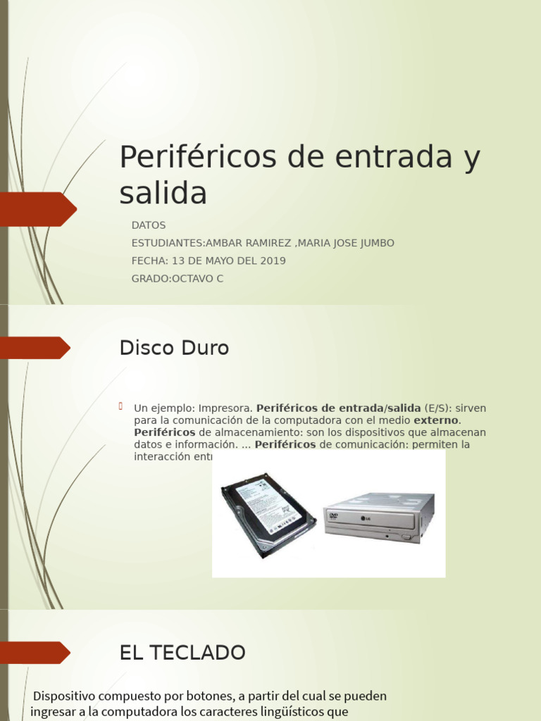Perifericos de Entrada y Salida | PDF | Periférico | De entrada y salida