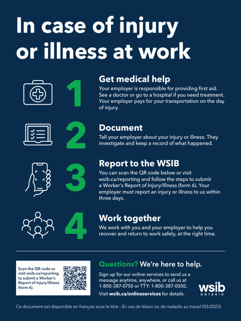 WSIB in Case of Injury at Work Poster | PDF