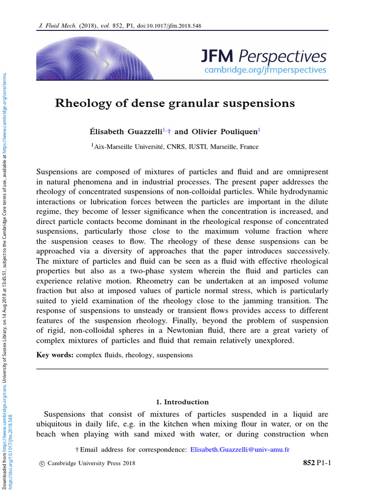 Rheology of Dense Granular Suspensions | PDF | Viscosity | Fluid Dynamics