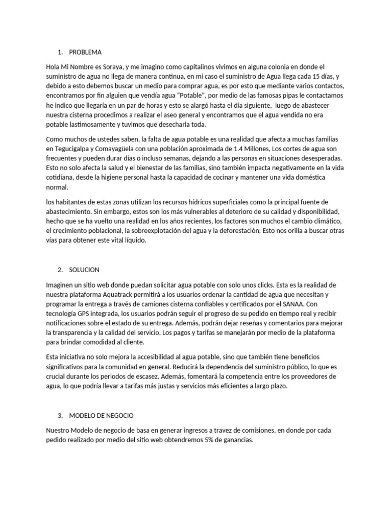 AquaTrack Pitch 8 Minutos | PDF | Agua | Red mundial