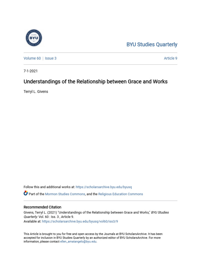 Grace and Works in Latter-day Saint Theology | PDF | Grace In ...
