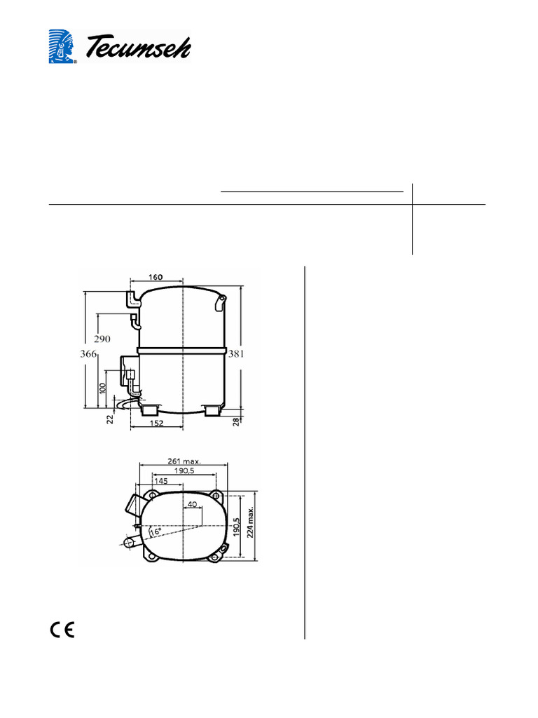 Tecumseh TAG5561E Compressor Specs | PDF | Building Automation ...