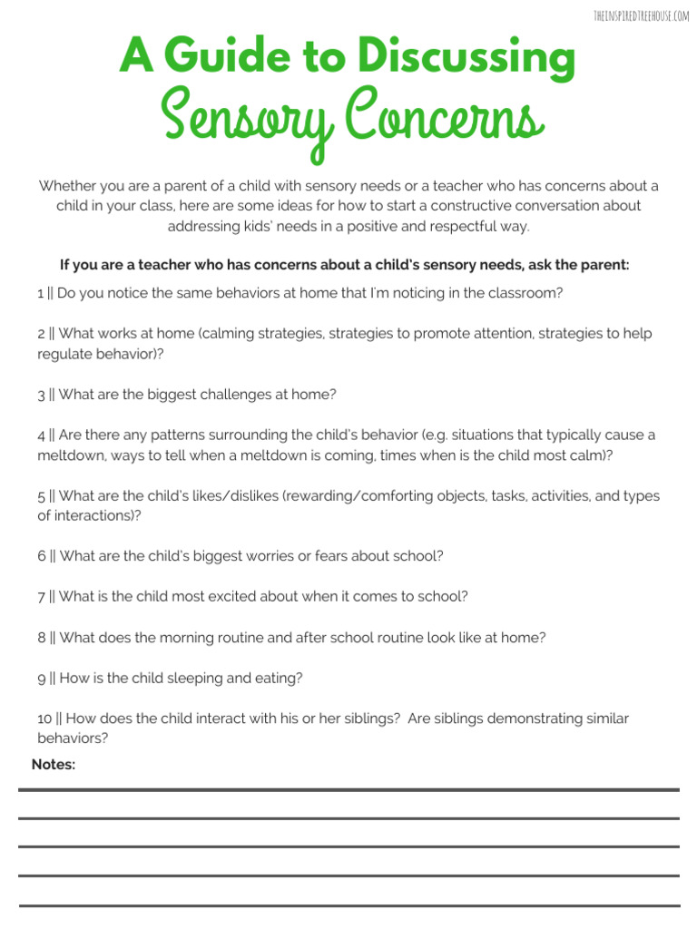 A Guide To Discussing Sensory Concerns | PDF | Classroom | Sibling