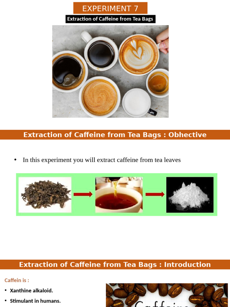 Exp7 Extraction of Caffeine From Tea Bags | PDF | Caffeine | Tea