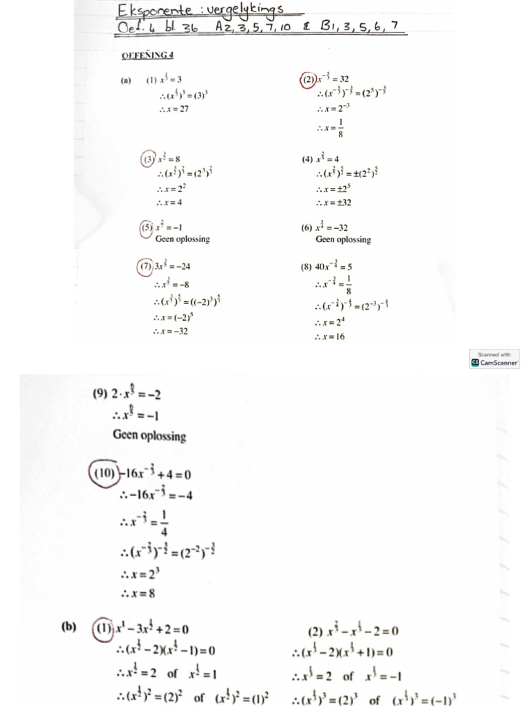Memo Oef 4 Rasionale Eksponent Vergelyki | PDF
