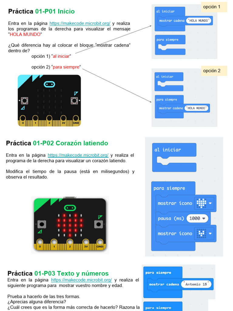 Prácticas de Programación con Microbit | PDF | Diodo emisor de luz