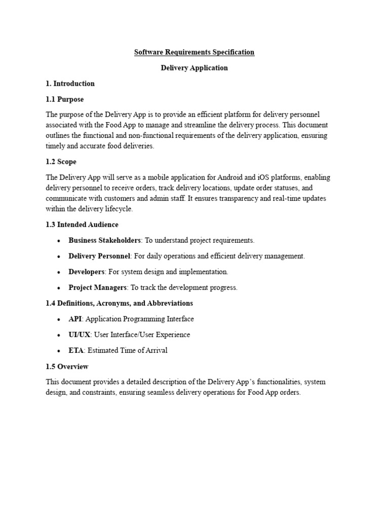 SRS For Delivery Personnel App | PDF | Mobile App | Android (Operating ...