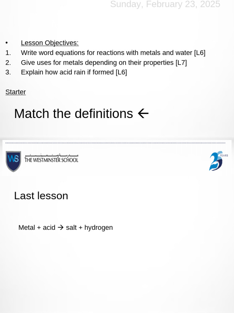Reactions of Metals With Water | PDF