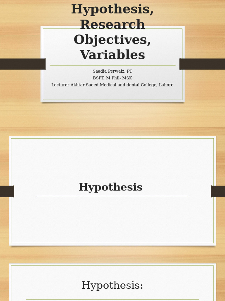 Hypothesis, Reserch Objective, Variable | PDF | Hypothesis | Null ...