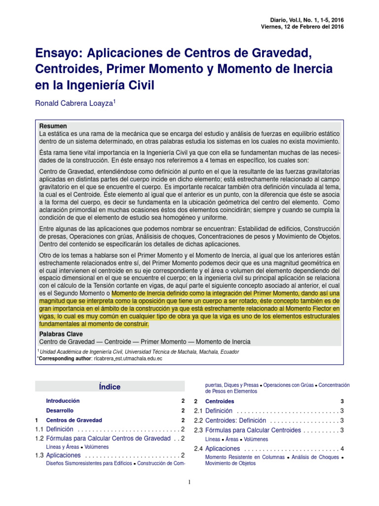 Aplicaciones del Momento de Inercia en Ingeniería | PDF | Viga ...