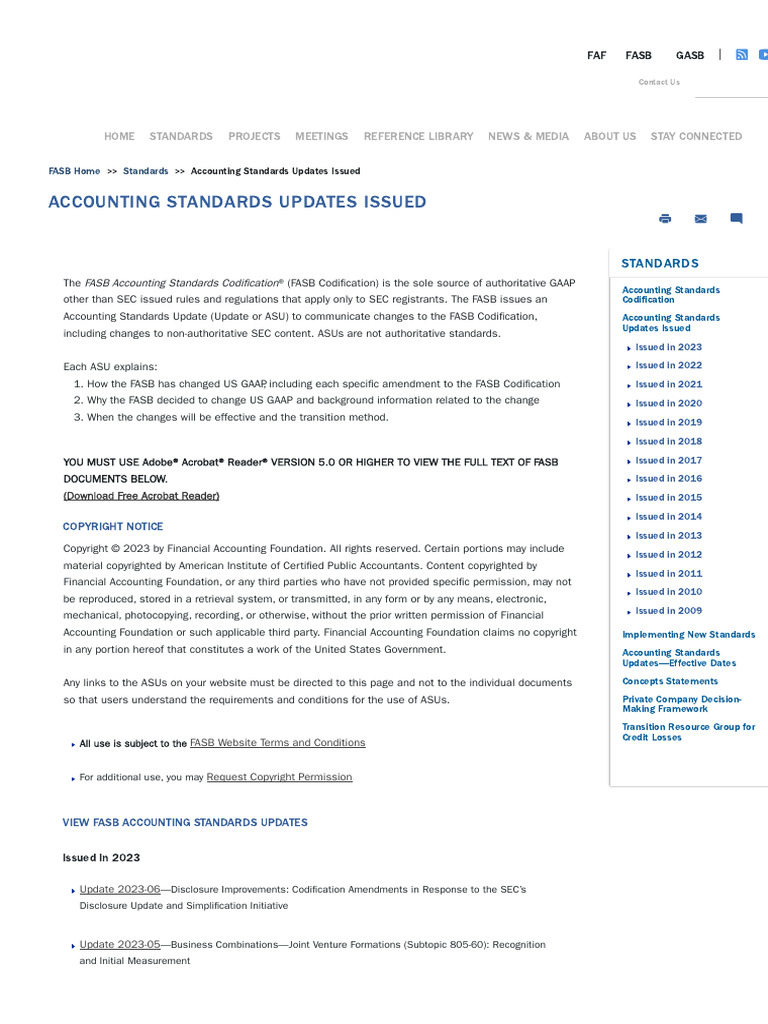 Accounting Standards Updates 7-11-2023 | PDF | Financial Accounting ...