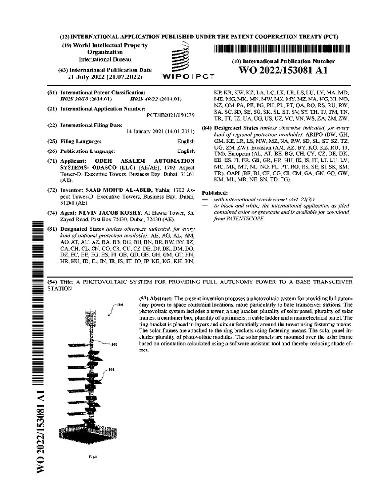 Patent Yahia ODASCO Full Application | PDF