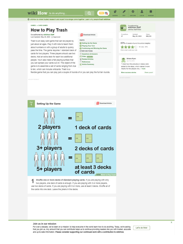 WWW Wikihow Com Play Trash | PDF | Playing Cards | Games Of Chance