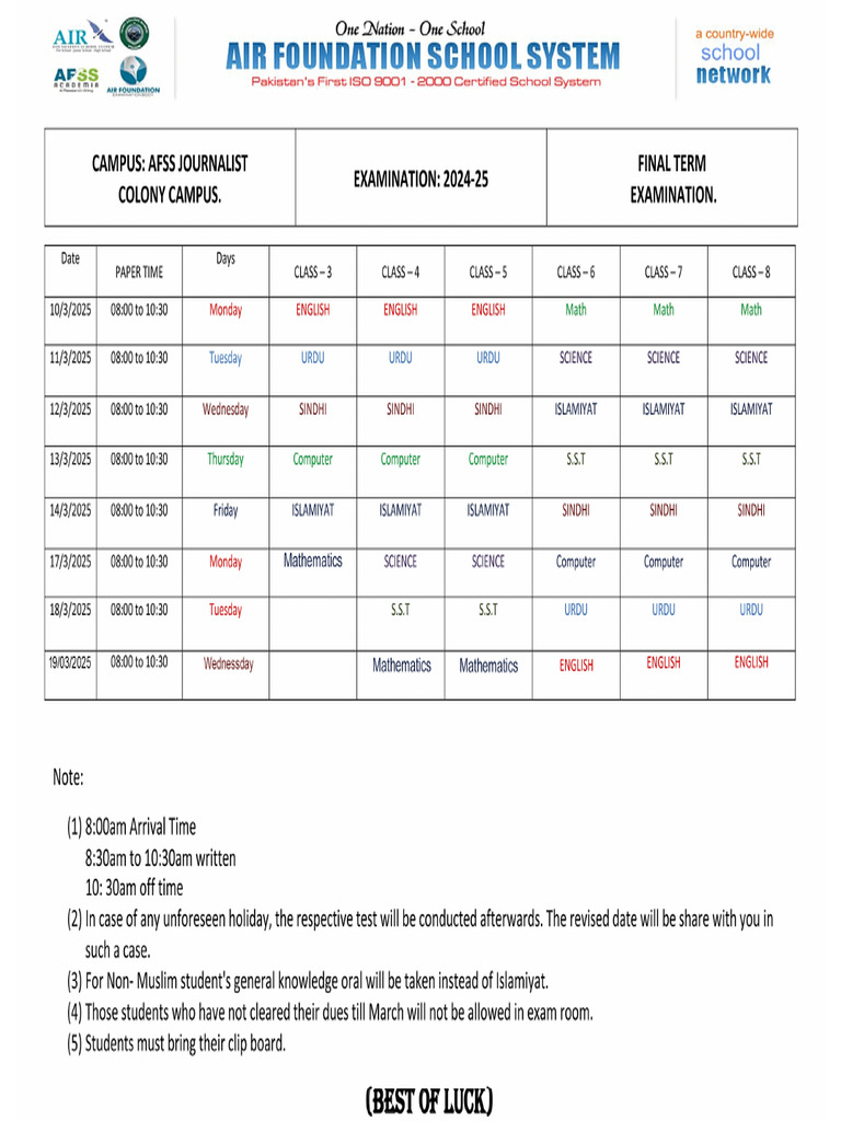 Time Table | PDF