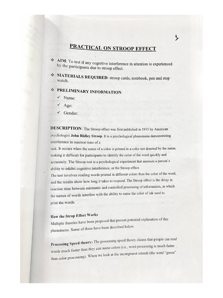 Experiment On Stroop Effect | PDF
