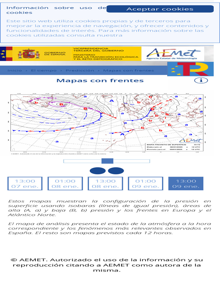El Tiempo. Mapas Con Frentes - Agencia Estatal de Meteorología - AEMET ...