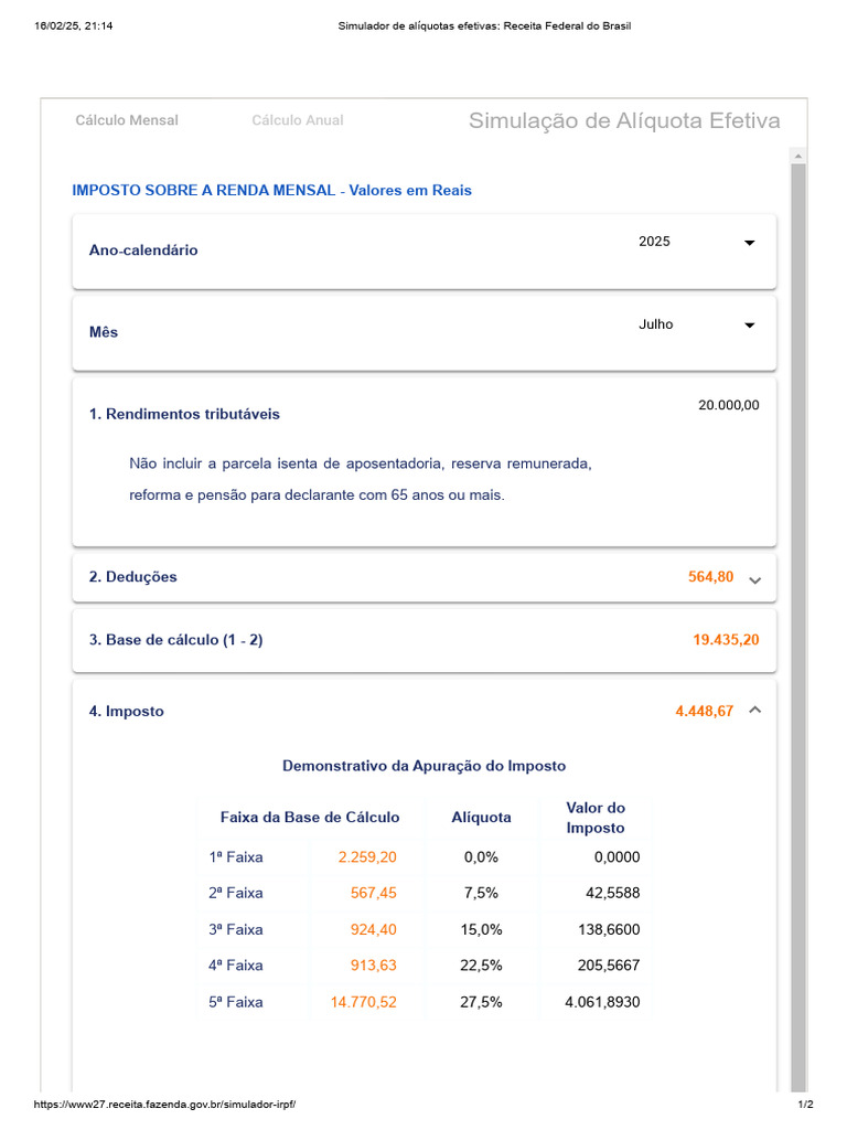 Simulação de Alíquota Efetiva IRRF | PDF | Imposto de Renda | Taxa de ...