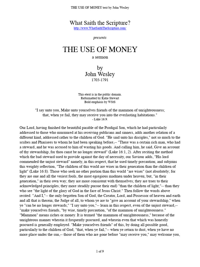 The_Use_of_Money_Text | PDF | Jesus | Sacrifice