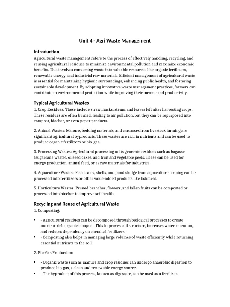 Agri Waste Management Strategies | PDF | Biogas | Agriculture