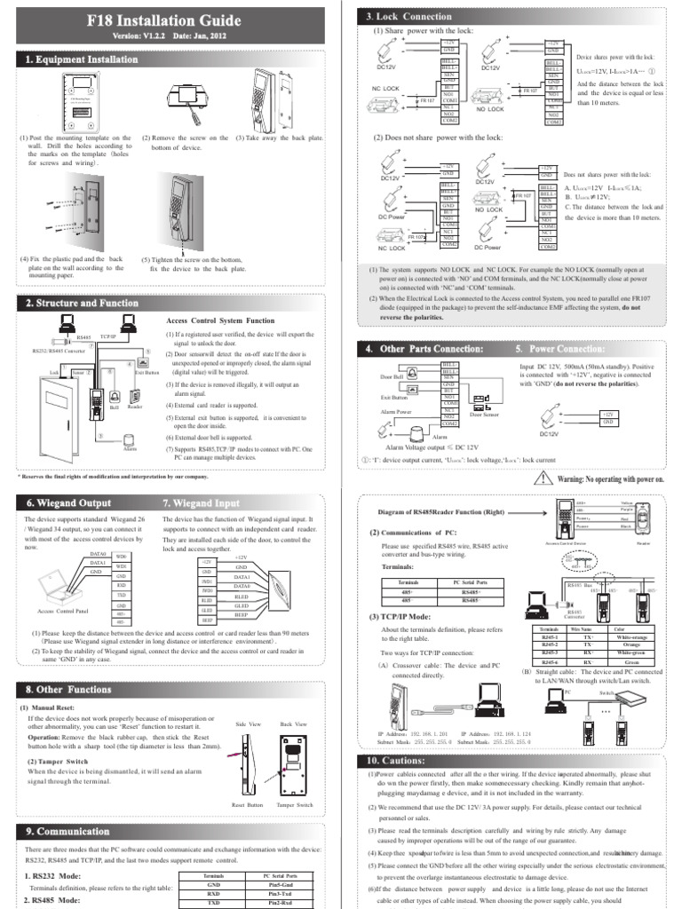 F18 Installation Guide V1.2.2 | PDF | Power Supply | Access Control