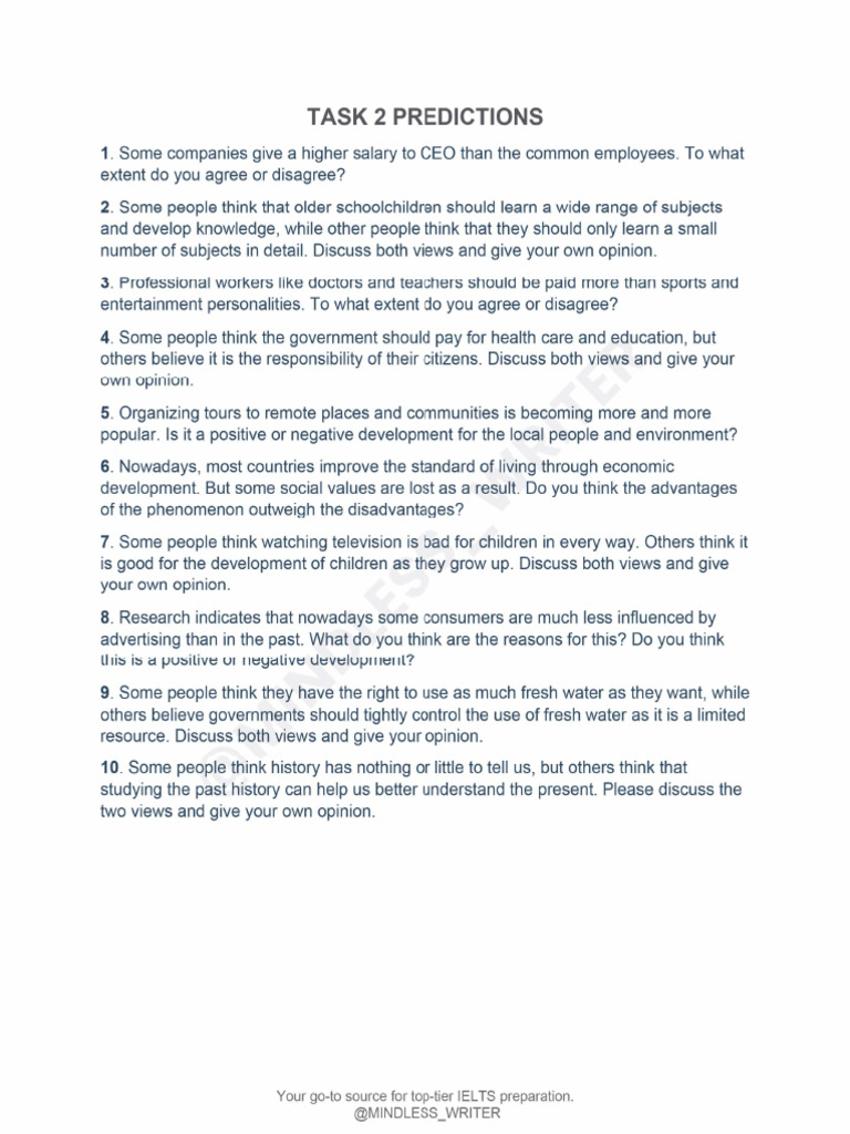 (MINDLESS - WRITER) 10 TASK 2 Predictions | PDF