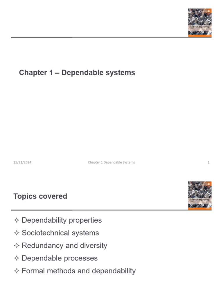 Chapter 1 – Dependable systems | PDF | Reliability Engineering | System