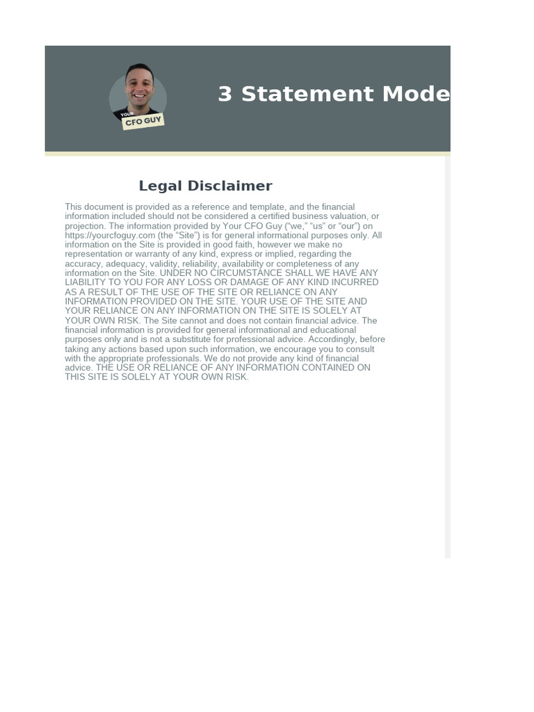 3 Statement Financial Model Template | PDF | Expense | Deferral