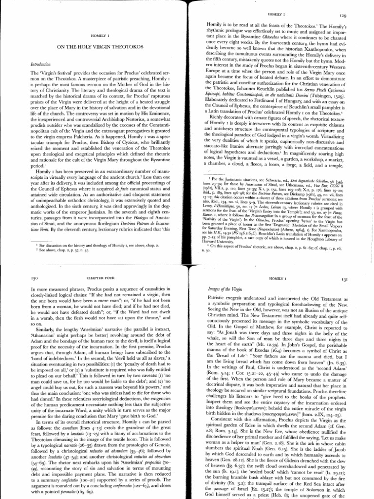 Proclus of Constantinople Homily 1 On TH | PDF