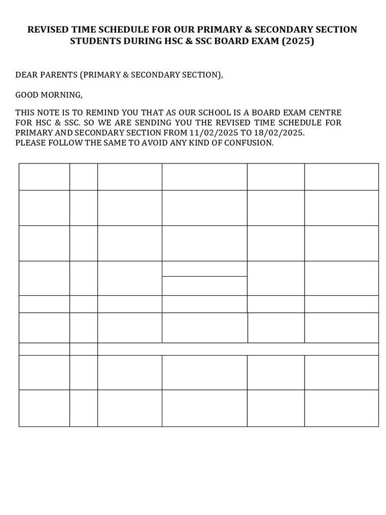 HSC & SSC Board Exam Revised Schedule | PDF