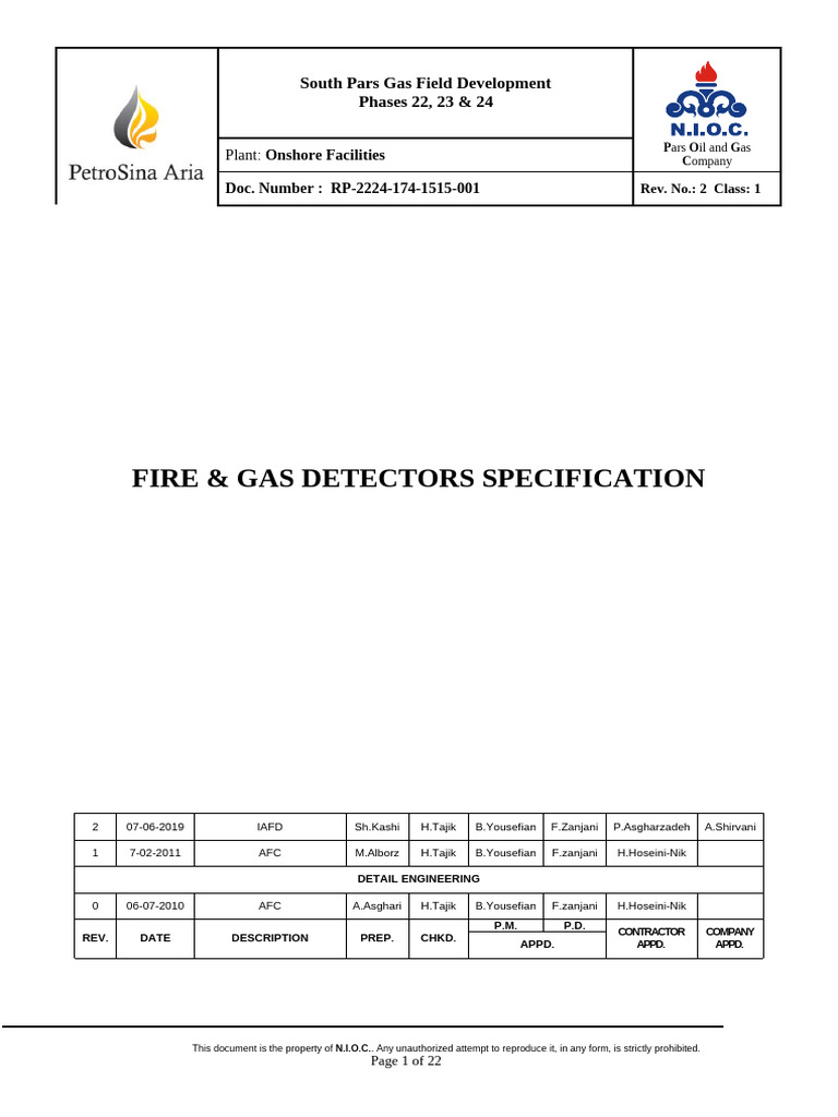 Fire and Gas Detector Specifications | PDF | Sensor