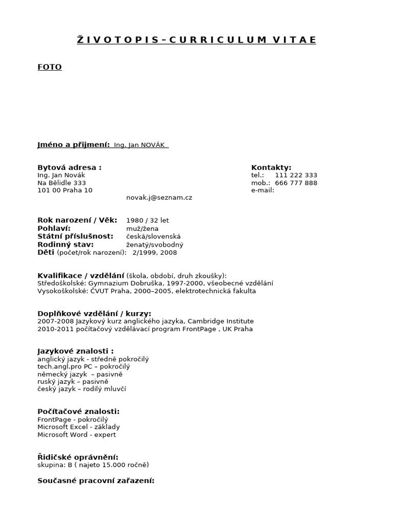 ukazkovy-zivotopis (1) | PDF