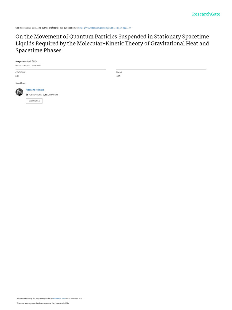 On The Movement of Quantum Particles Suspended in Stationary Spacetime ...