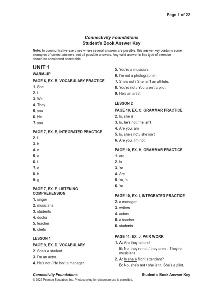 Connectivity Foundations Answer Key | PDF | Workweek And Weekend