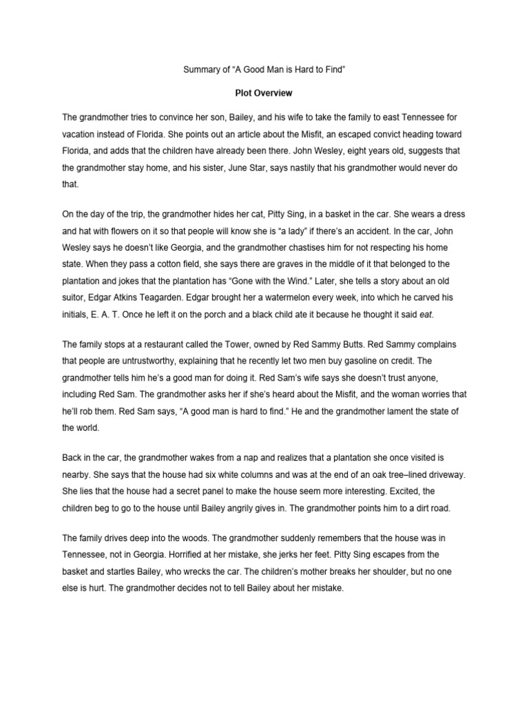 Summary of A Good Man Is Hard To Find | PDF