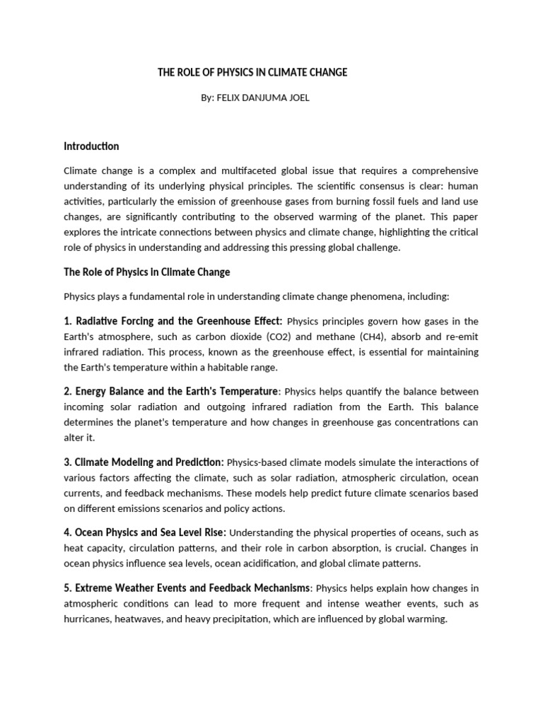 Physics and Climate Change Solutions | PDF | Climate Change | Climate ...