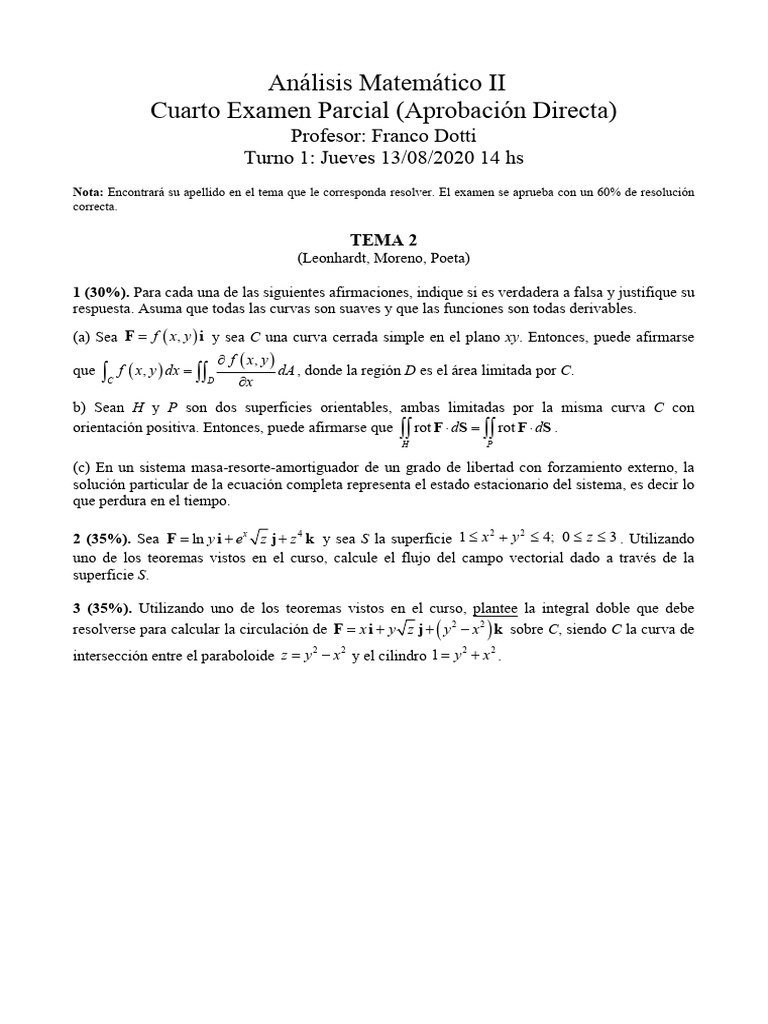 AM2 Cuarto Parcial T1 2020 1erturno Tema2 | PDF