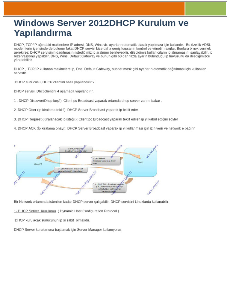 8 - Windows Server 2012 DHCP Kurulum Ve Yapılandırma | PDF
