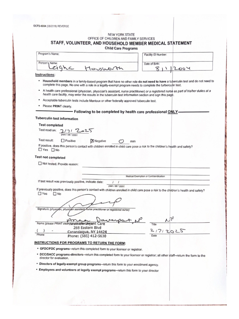 Ocfs-6004 (082019) Reverse 2 | PDF