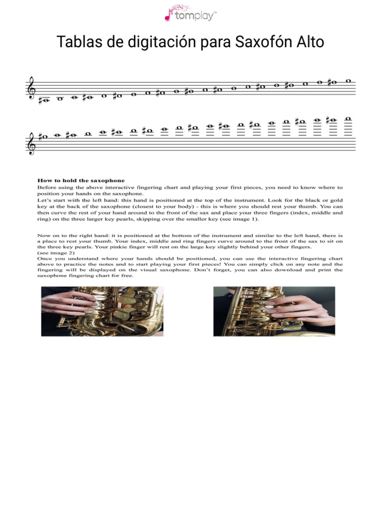 Tablas de Digitación para Saxofón Alto | PDF