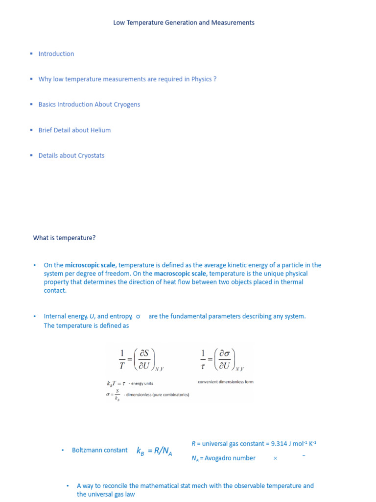 Achieving Low Temperature | PDF | Temperature | Liquids