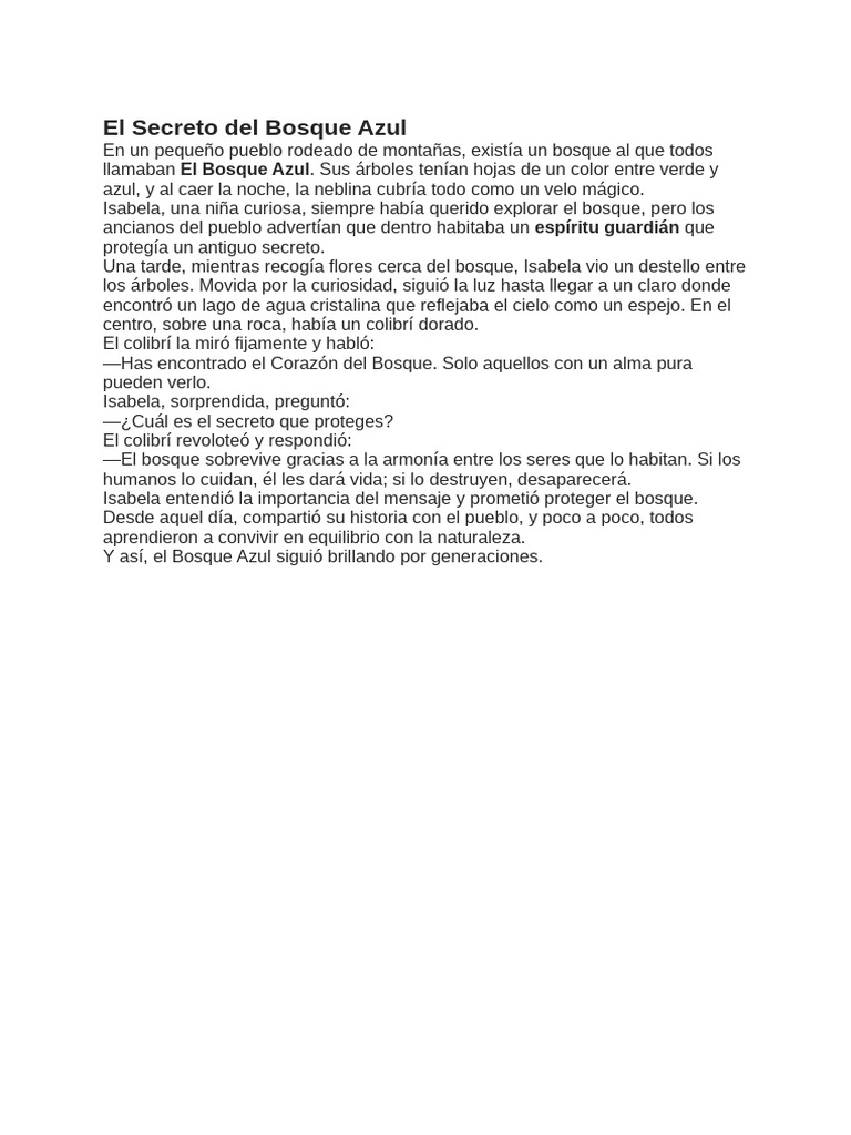 El Secreto del Bosque Azul | PDF