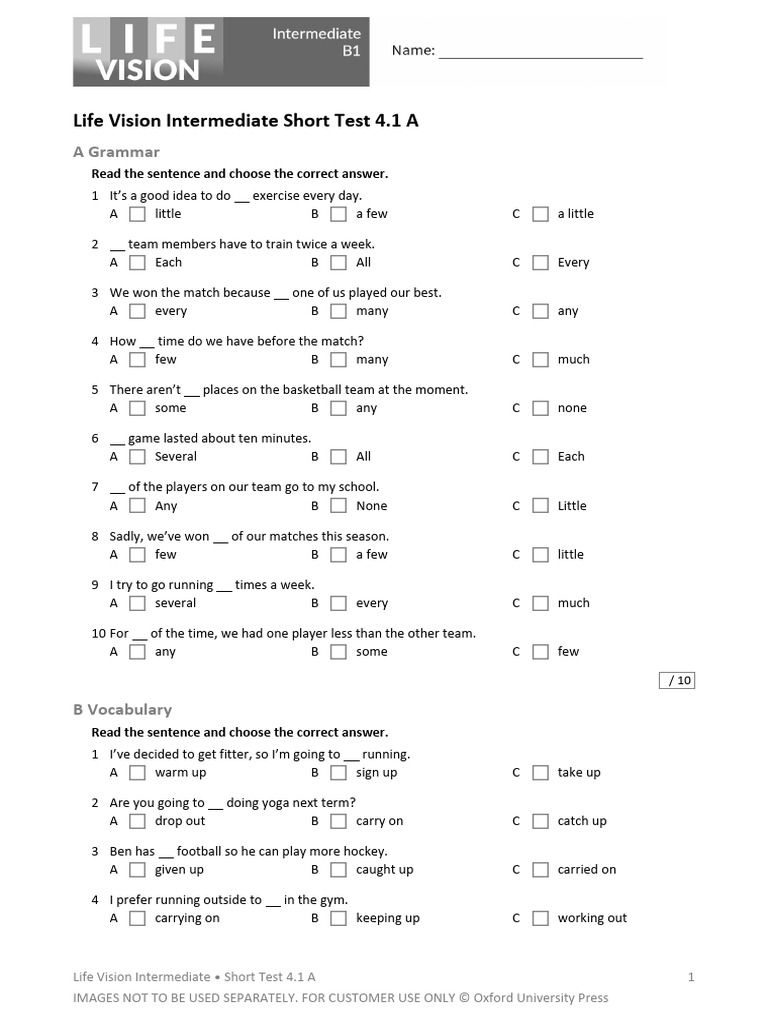 Intermediate English Grammar Test | PDF