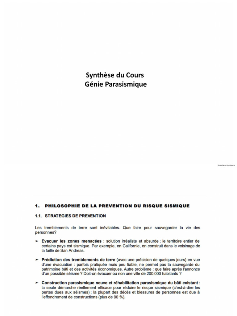 Cours Parasismique | PDF