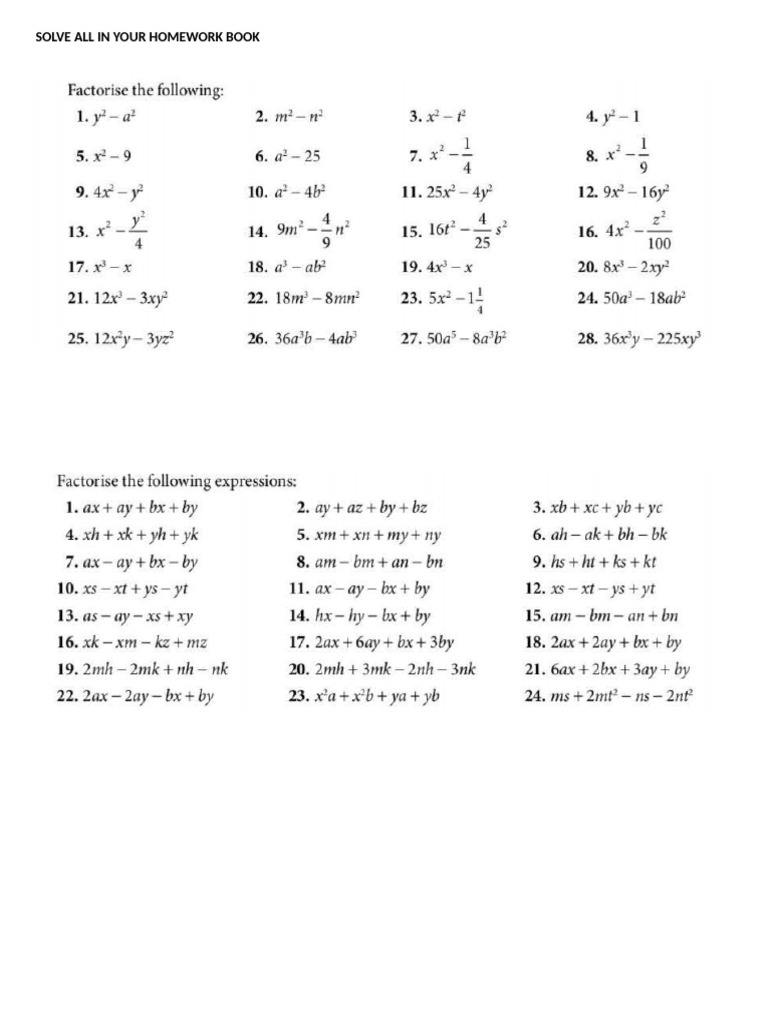 Year 10 Factorisation | PDF
