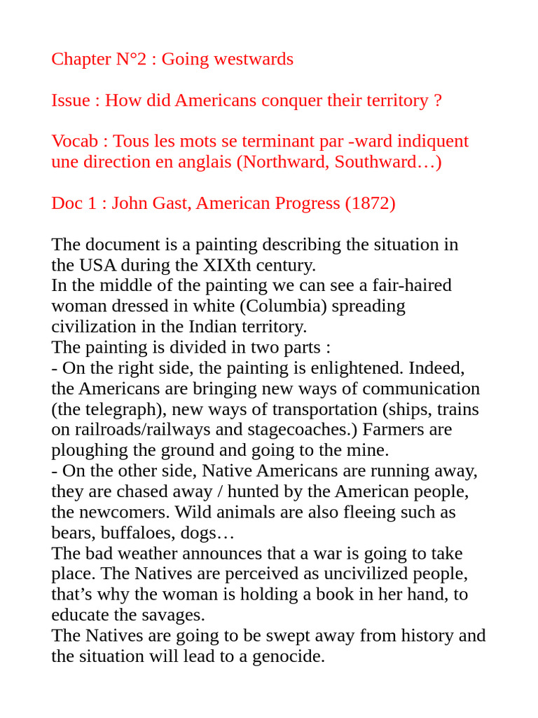 Trace écrite John Gast american progress 2 | PDF