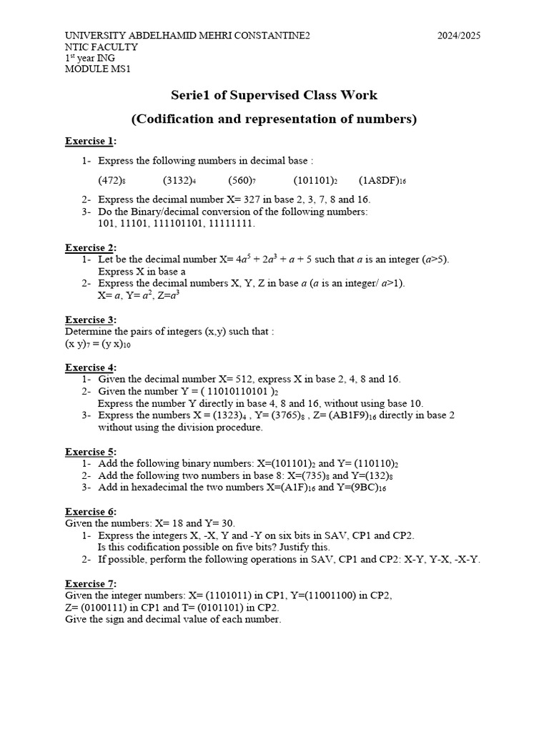 Series1 of tutorials MS1 | PDF | Decimal | Elementary Mathematics